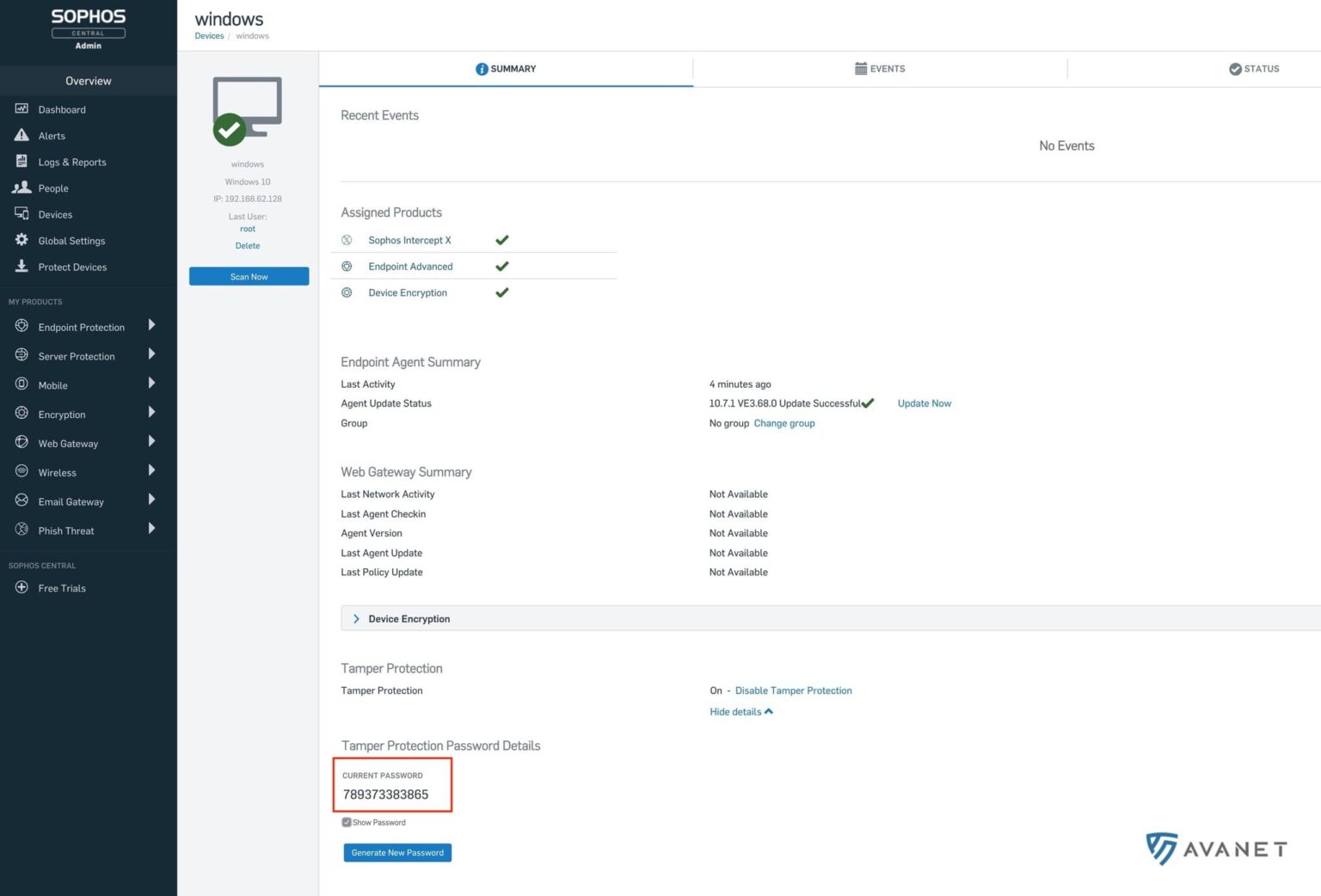 Disable Sophos Central tamper protection - Avanet