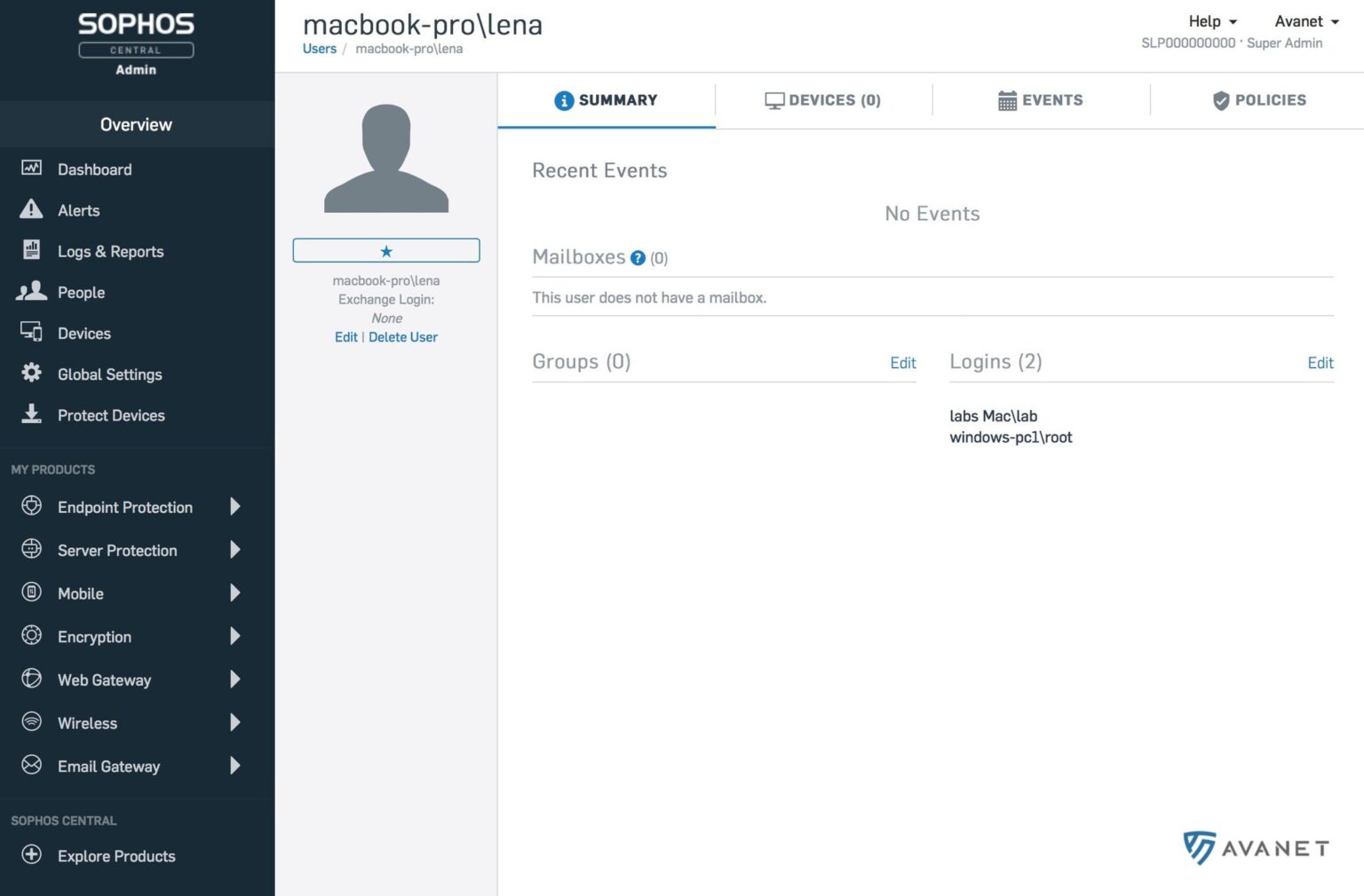 Rename users in Sophos Central Admin