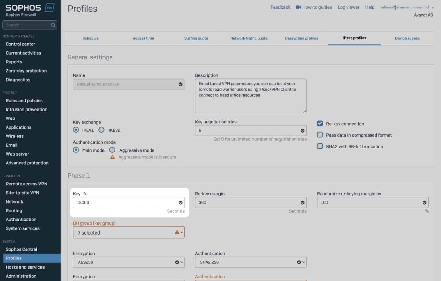 Sophos Firewall - IPsec remote access timeout after 4 hours