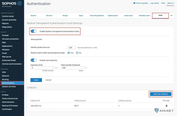 Setting up STAS on a Sophos Firewall (SFOS) - Avanet