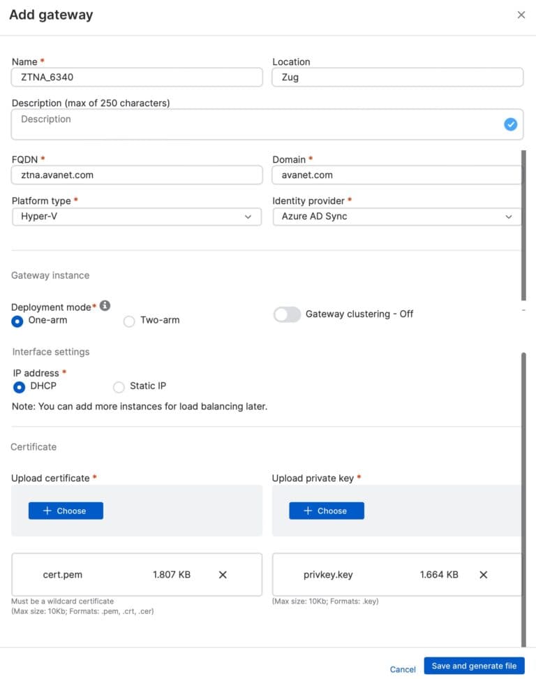 Create Sophos ZTNA Gateway